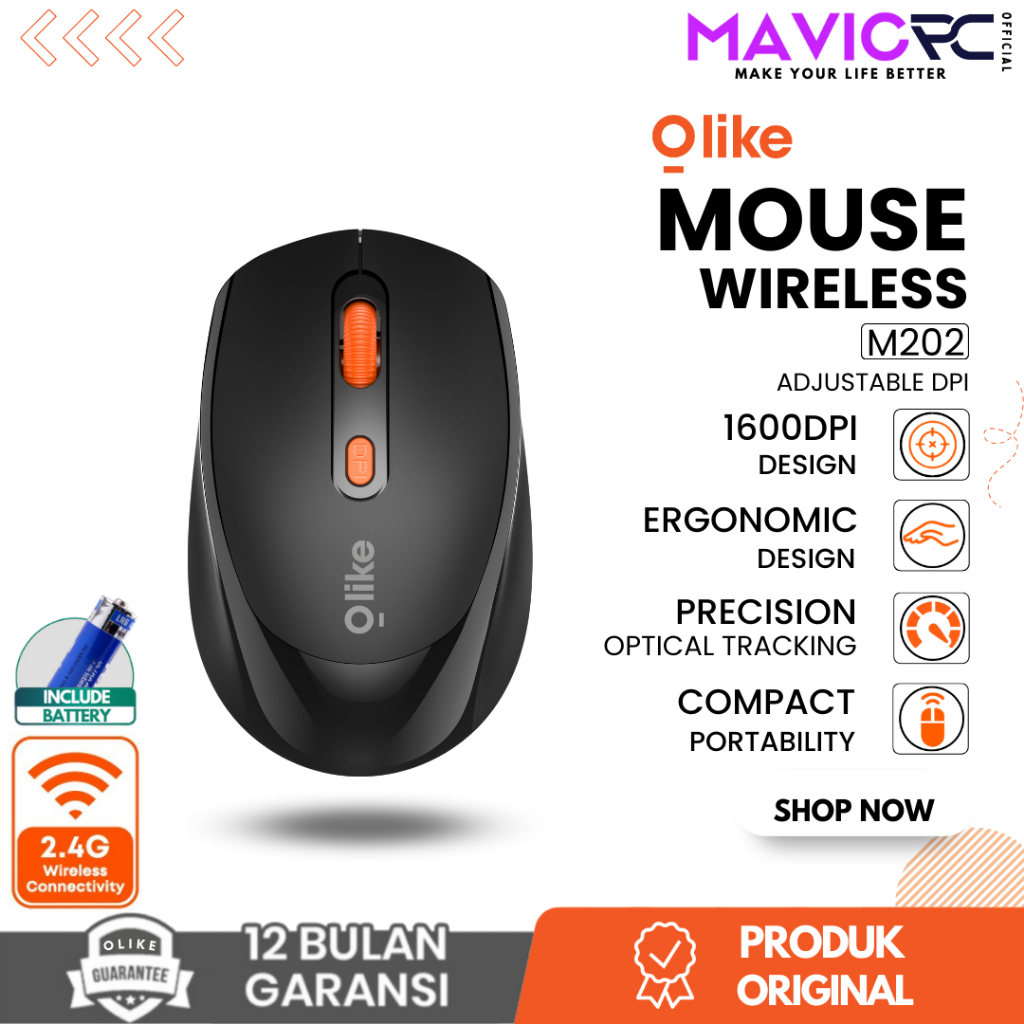 Jual ROBOT M205 Mouse Wireless Portable Optical 2.4Ghz Power ON/OFF 1600DPI USB Receiver untuk ...