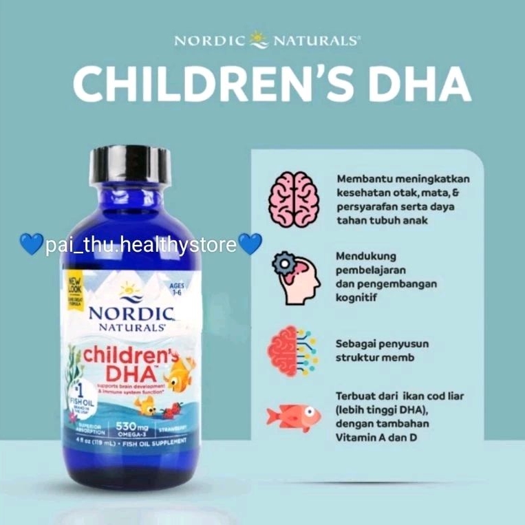 Jual Nordic Children DHA Usia 1-6tahun Strawberry Flavour-Nordic Natural Children DHA Natural's ...