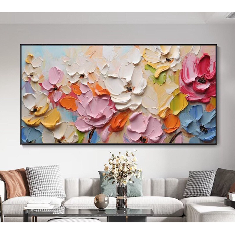 Jual Lukisan dinding abstrak tekstur bunga full color minimalis modern ...