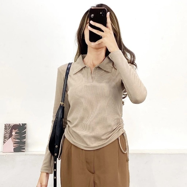 Jual Fara Top Blouse Model Serut Bahan Knit Super Premium Sangat Adem ...