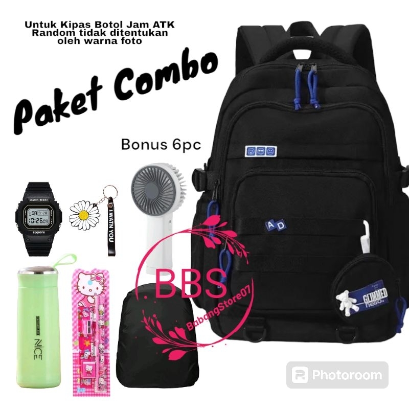 Jual Tas Sekolah Perempuan Paket Combo Tas Polos Lengkap Banyak Bonusnya Ransel sekolah Anak ...
