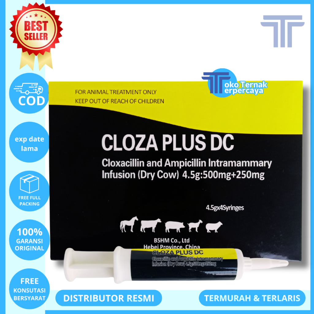 Jual CLOZA PLUS DC 1 PCS - Obat Anti Mastitis Ternak Sapi Kambing Domba Perah Masa (fase) Kering ...