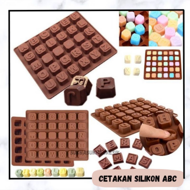 Jual CETAKAN SILIKON COKLAT Huruf ABC Balok Bisa Jelly Agar Es Batu ...