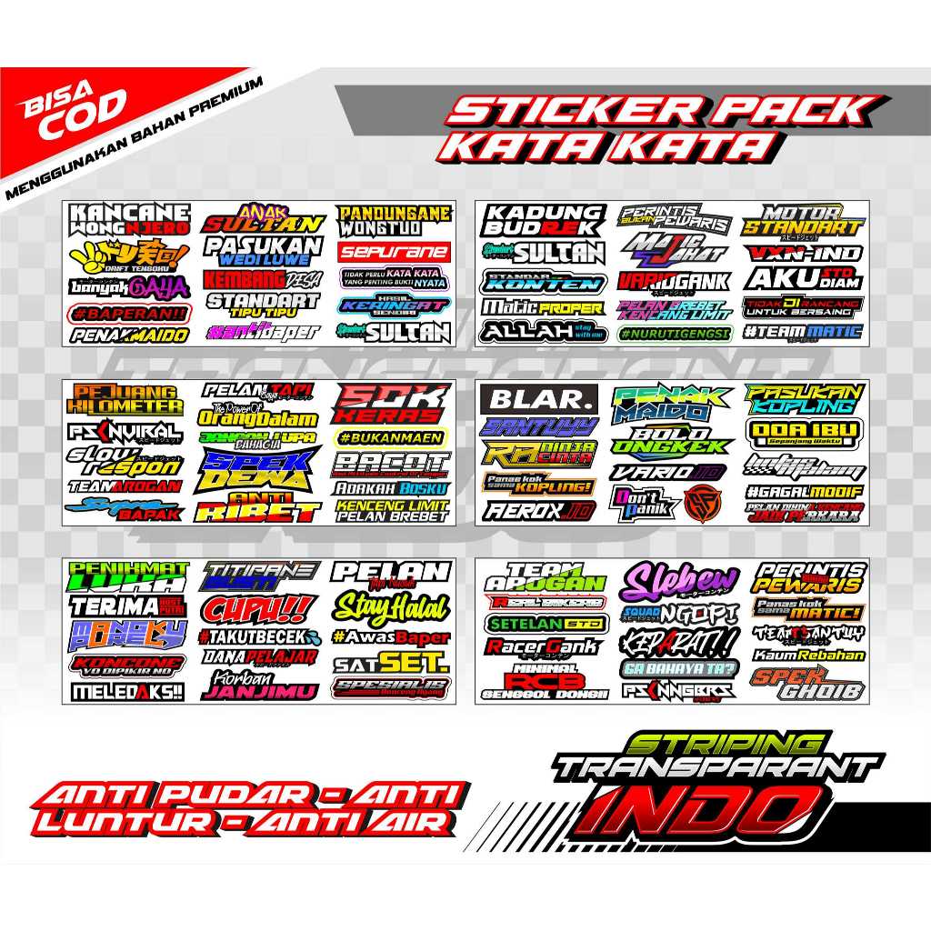 Jual STICKER PACK KATA KATA VIRAL / STICKER KATA KATA TERBARU / STICKER ...