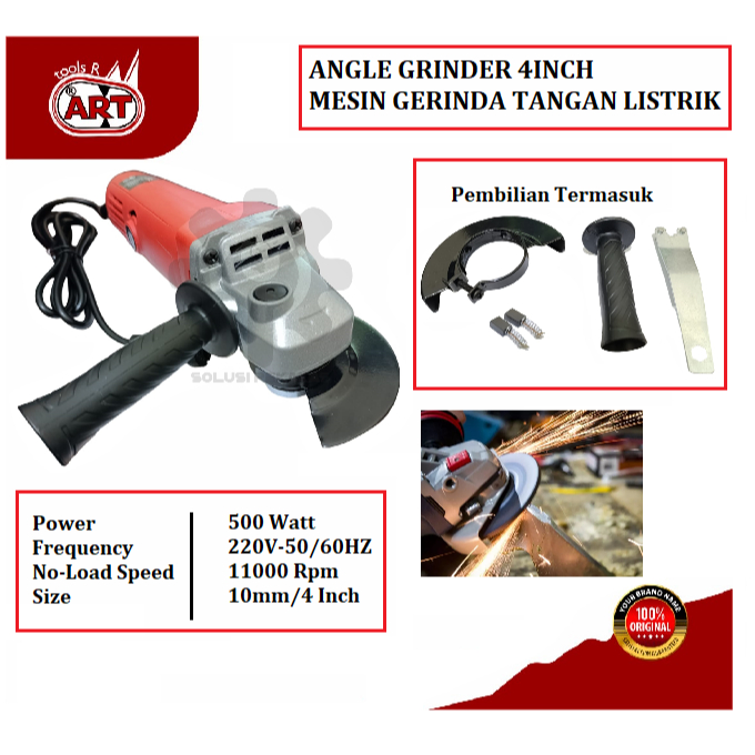 Jual ART Mesin Gerinda Tangan 500W Angle grinder 4INCH mesin gerinda 4 ...