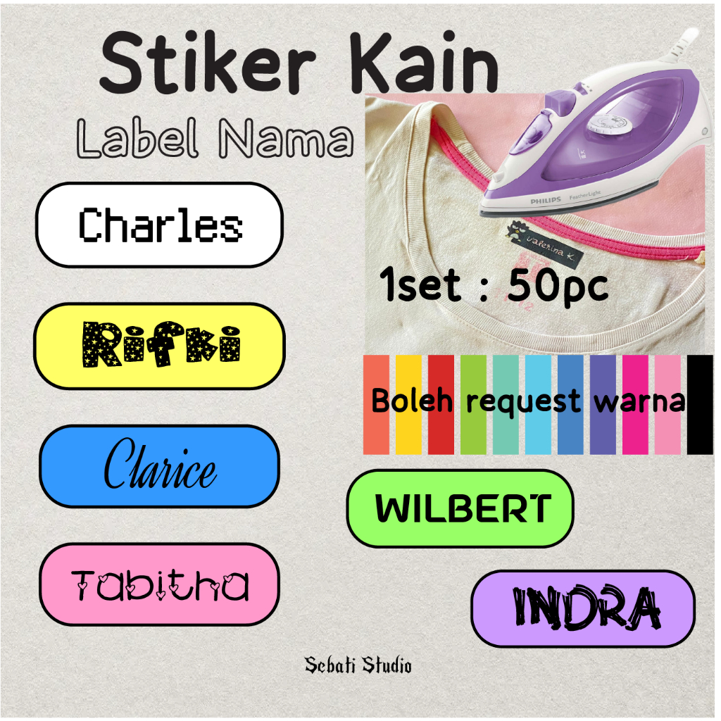 Jual Sablon Setrika Iron Stiker Label Nama FULL COLOR DTF Custom FREE ...
