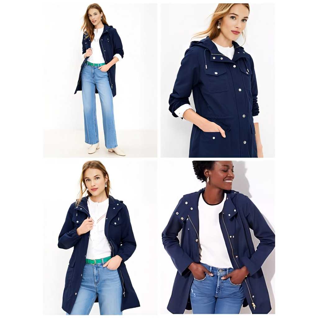 Jual Jaket Loft Modern Anorak Coat in Navy | Shopee Indonesia