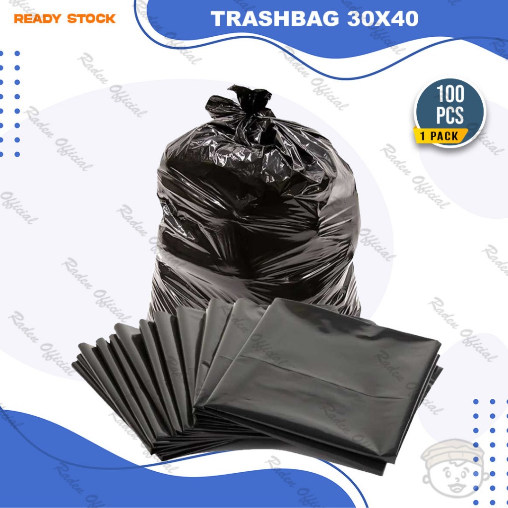 Jual Plastik Sampah TRASH BAG Kantong Sampah Hitam Ukuran 30X40 | Shopee Indonesia