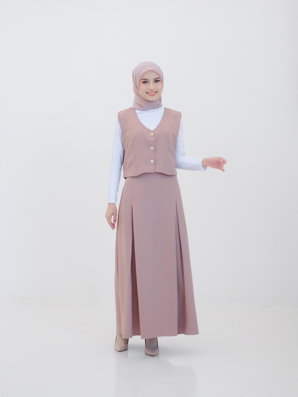 Jual Ahlami-Oneset Vest Skirt Rok Payung Kerja Rok Hitam Vest Koren ...