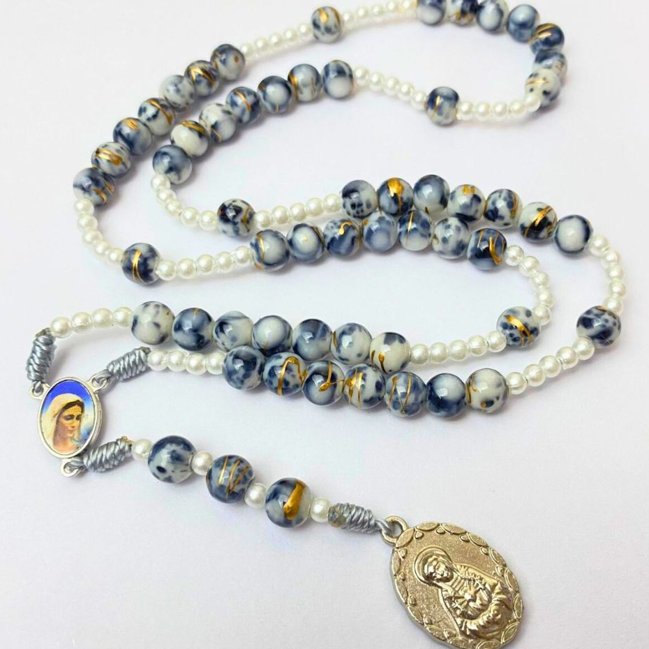 Jual Kalung rosario 7 (tujuh) duka maria bahan akrilik marmer bercorak ...