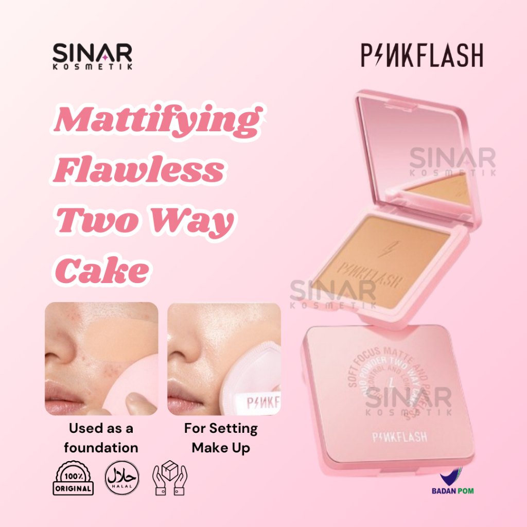 Jual Pinkflash More&More Mattifying Flawless Two Way Cake Powder UV ...