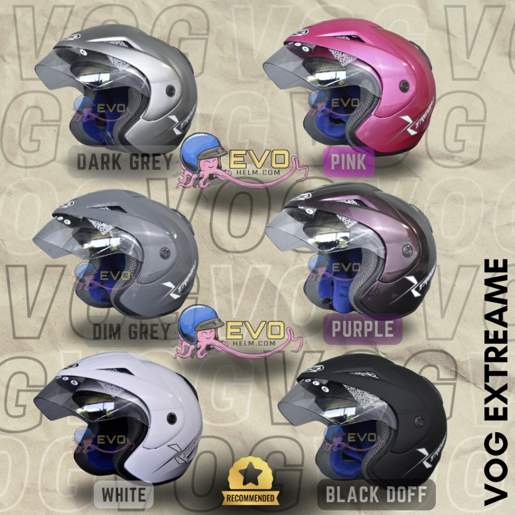 Jual HELM HALF FACE VOG X-TREAM SOLID, HELM PRIA HELM WANITA, HELM SNI ...