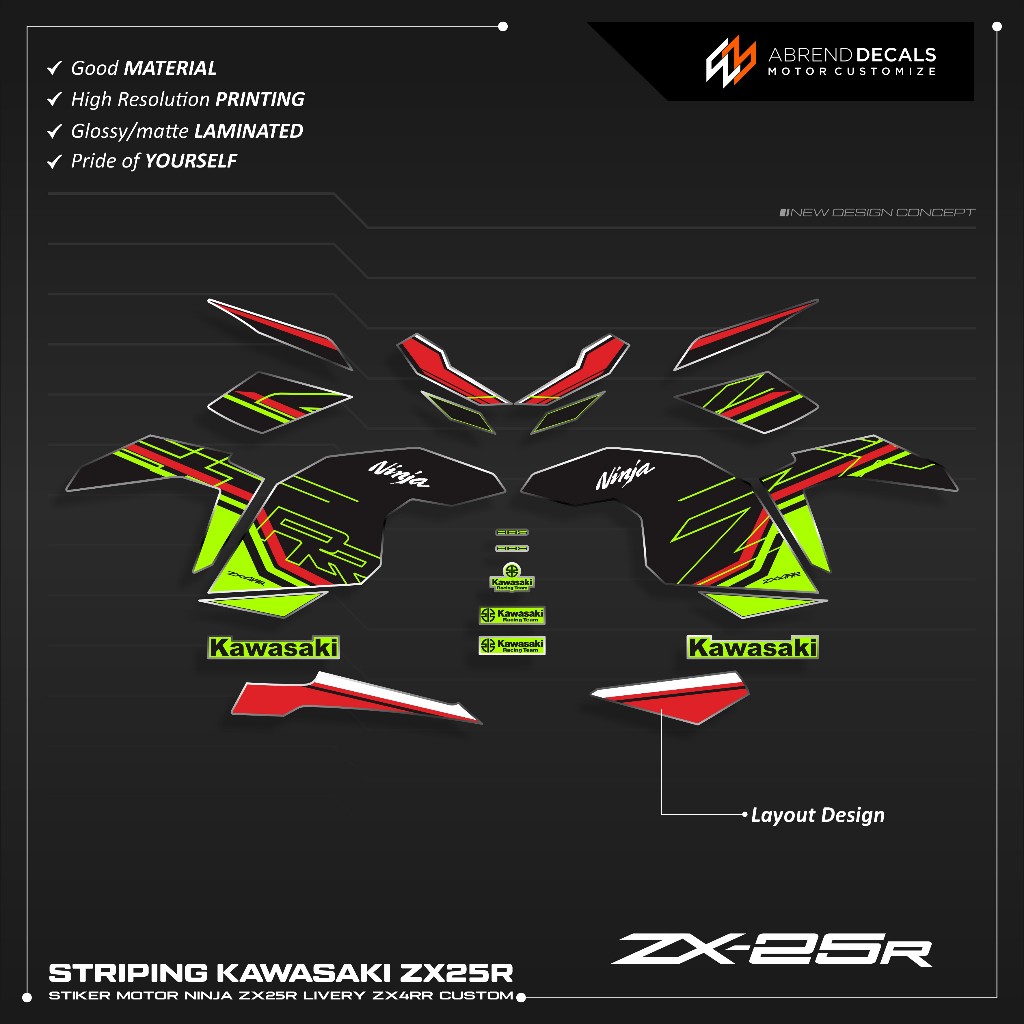Jual DECAL STRIPING ZX25R LIVERY ZX-4RR / STIKER MOTOR KAWASAKI NINJA ...