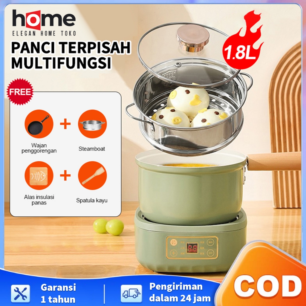 Jual Elegan Home Panci Listrik Kukusan Serbaguna Model Terpisah 1,8 L Panci Listrik Lapisan ...