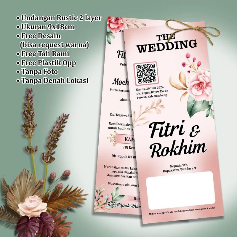 Jual Undangan Pernikahan Bunga Hang tag Undangan Rustic Undangan elegan ...