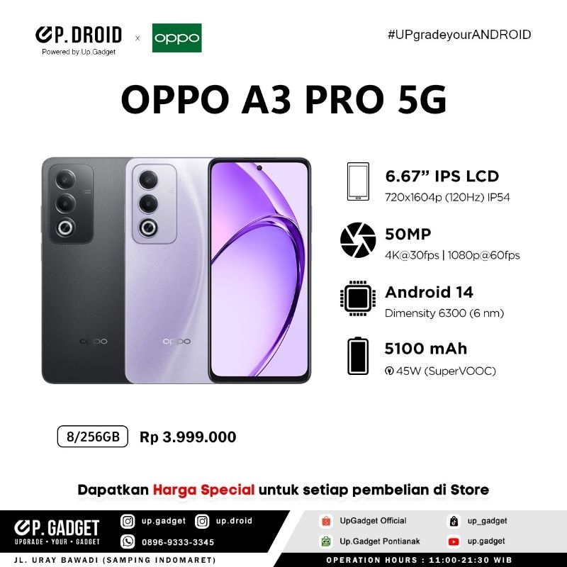 Jual OPPO A3 PRO 5G 8/256GB (NEW) OPPO PONTIANAK | Shopee Indonesia