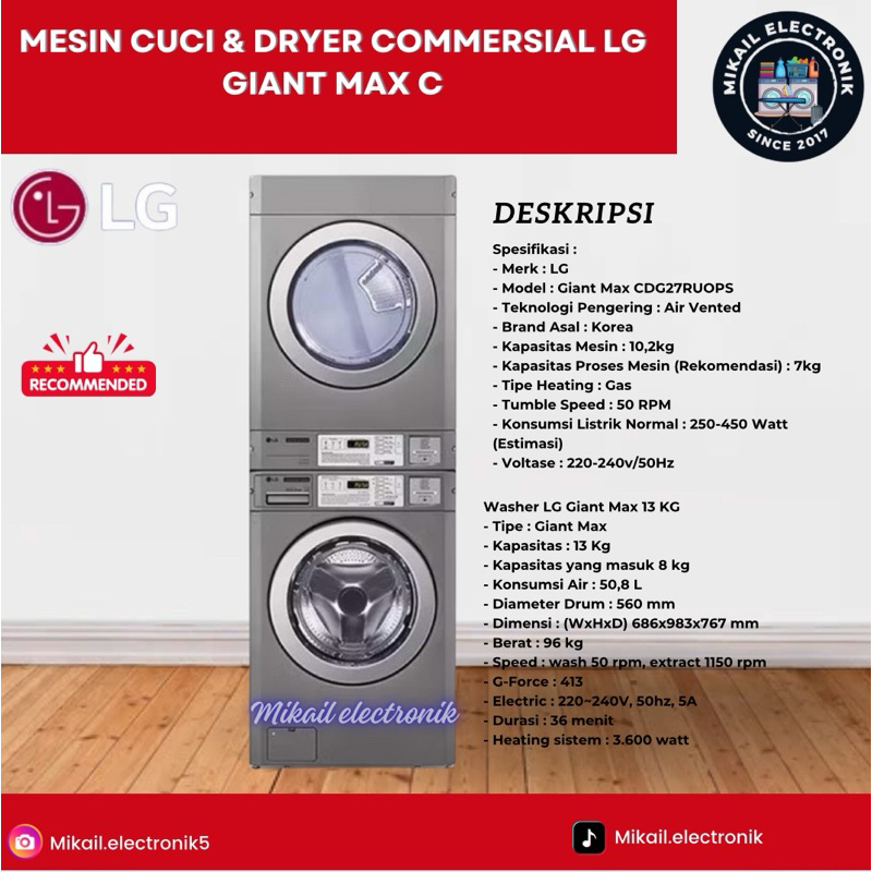 Jual MESIN LAUNDRY STACK LG GIANT MAX C MESIN CUCI DRYER KOMERSIAL | Shopee Indonesia