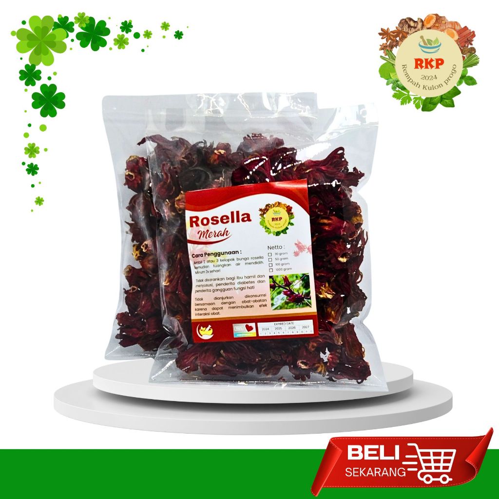 Jual Teh Bunga Rosella/Rosela Merah kering Kemasan 100gram | Shopee Indonesia