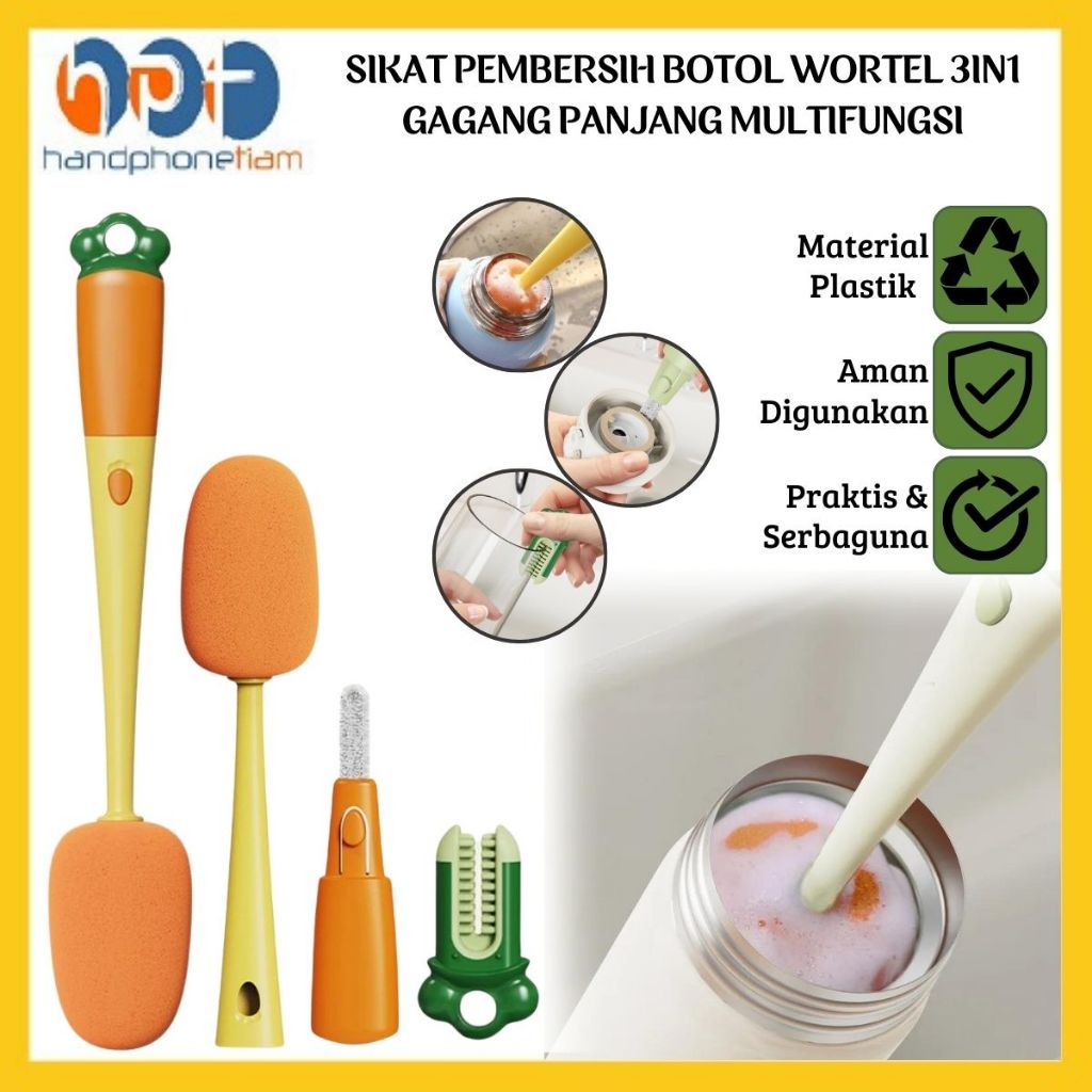 Jual Sikat Pembersih Botol 3In1 Bentuk Wortel / Alat Pencuci Gelas ...