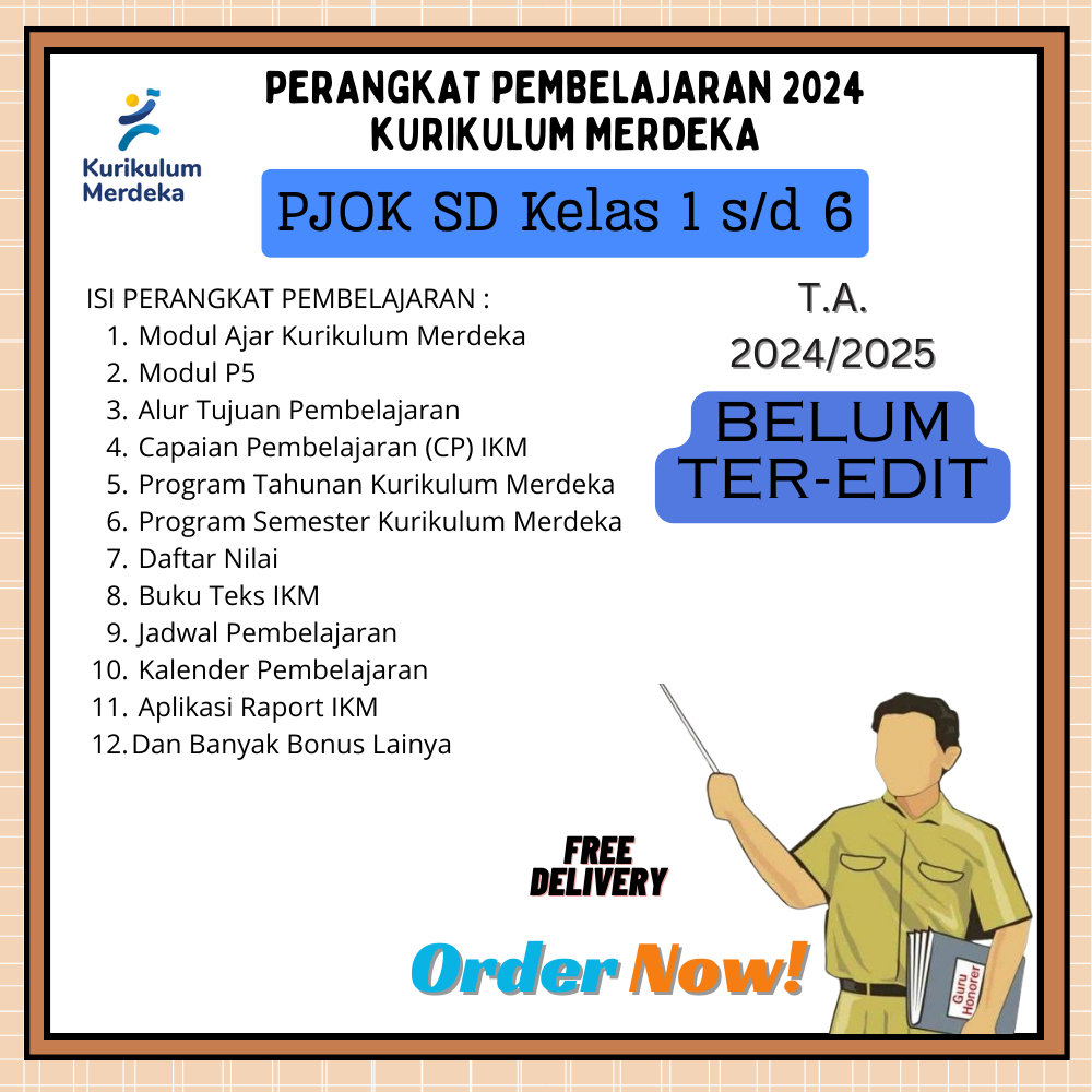 Jual Perangkat Pembelajaran PJOK KUMER SD Kelas 1 s/d 6 Edisi T.A. 2024 ...