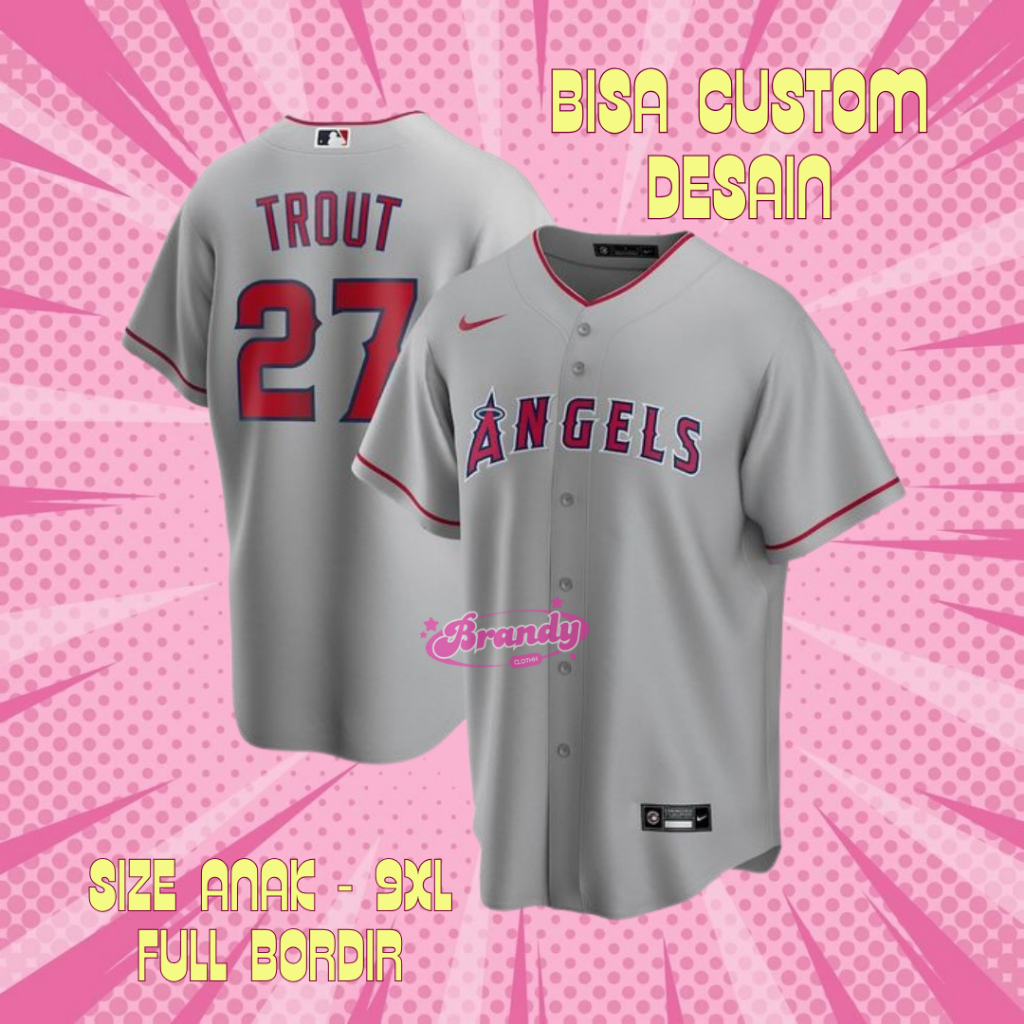 Jual Jersey Baseball Premium ANGELS Vintage Custom Bordir | Shopee ...