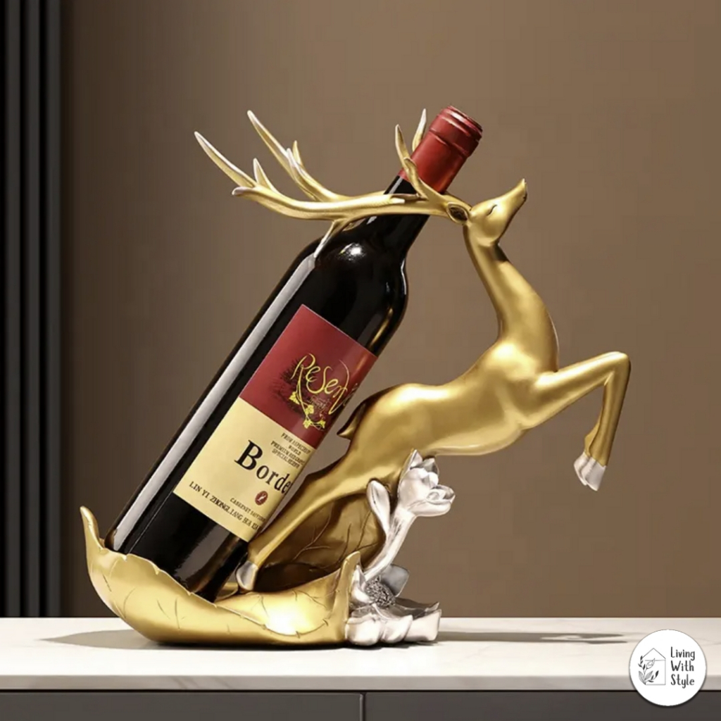Jual Living With Style - Gold Deer Wine Bottle Holder / Rak Tempat ...