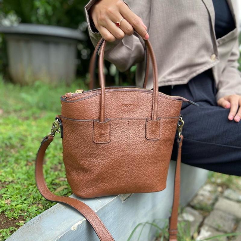 Jual Pepari Leather Mini Satchel Tuton Caramel Bag (Tas Kulit Sapi ...