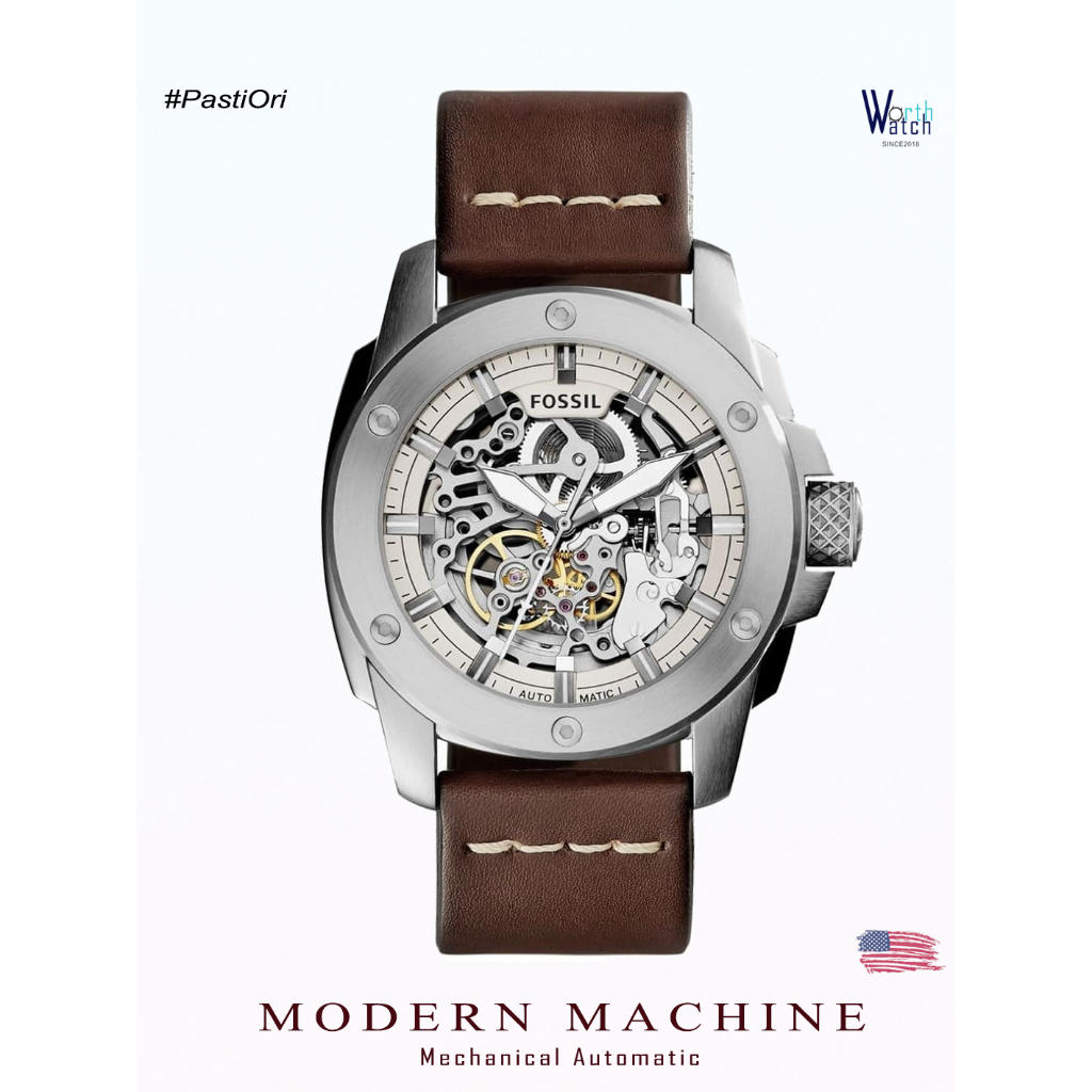 Jual Jam Tangan Pria Otomatis Modern Machine Automatic Skeleton Dial ...