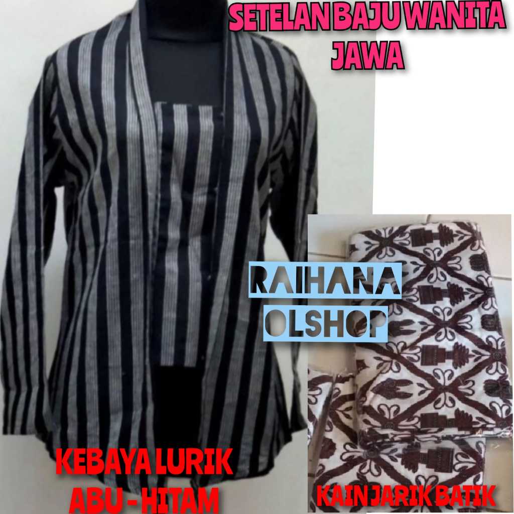 Jual SEPAKET BAJU JAWA CEWE / WANITA | KAIN JARIK BATIK + KEBAYA LURIK ABU HITAM + KEMBEN ...