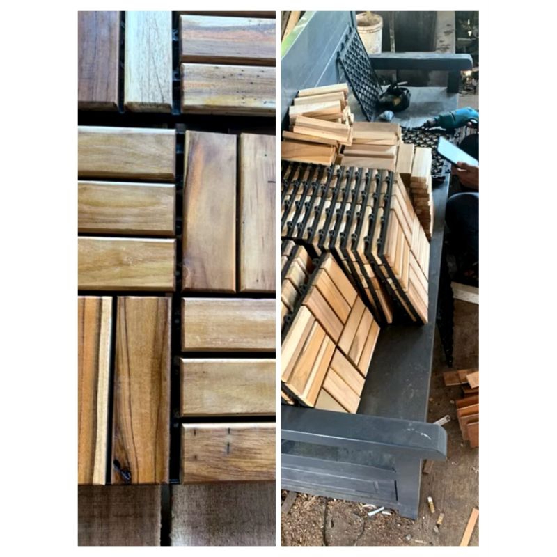 Jual lantai kayu/decking tile/Garden tile/motif salur/bongkar pasang ...