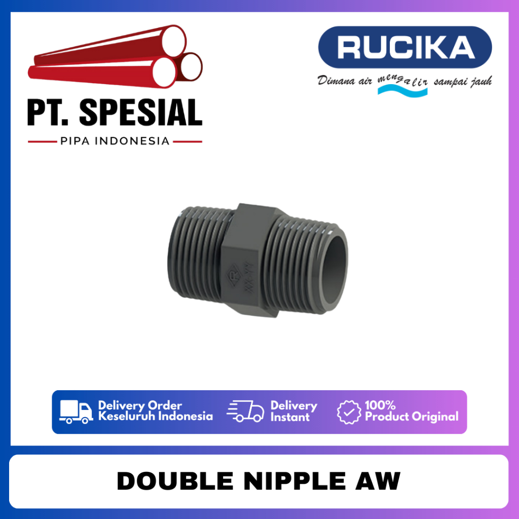 Jual Double Nipple AW 1/2 Inch PVC Rucika / Double Nipple AW / Double Nipple Rucika -03 | Shopee ...