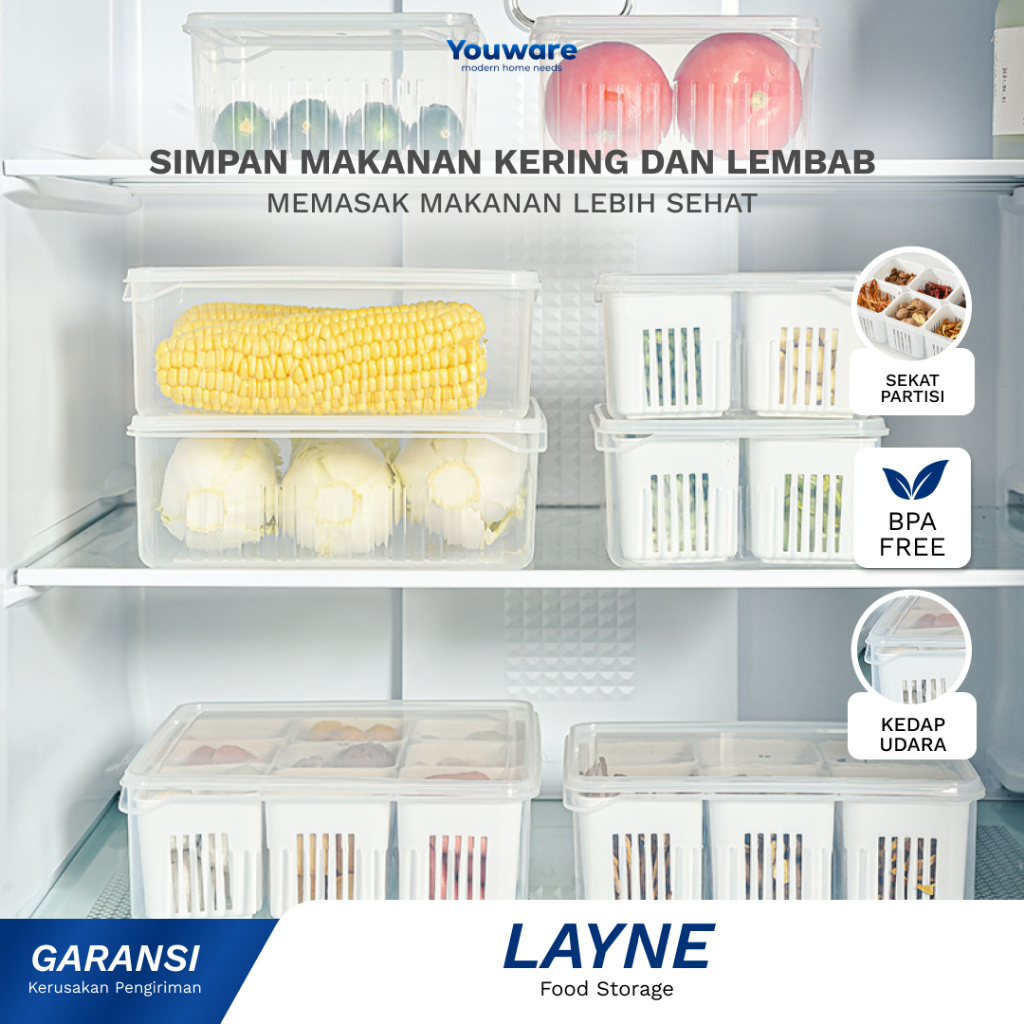 Jual Youware - Layne (SET) Food Container / Kotak penyimpanan makanan ...