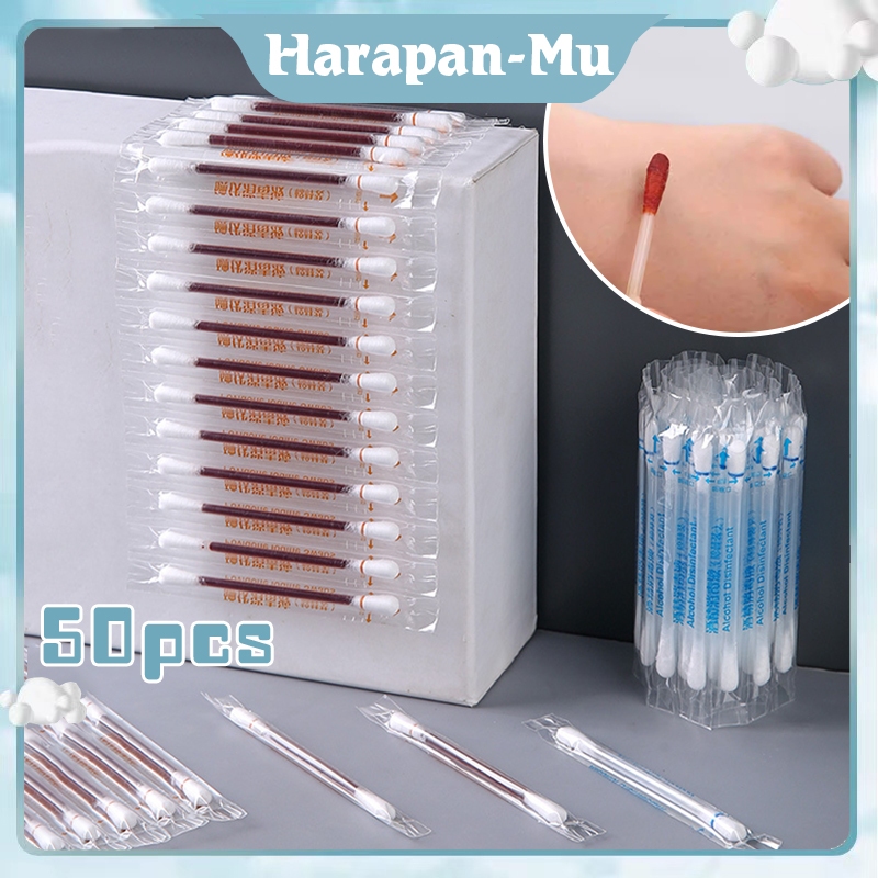 Jual 50pcs Iodine Cotton Swab First Aid Kapas Dengan Obat Merah ...