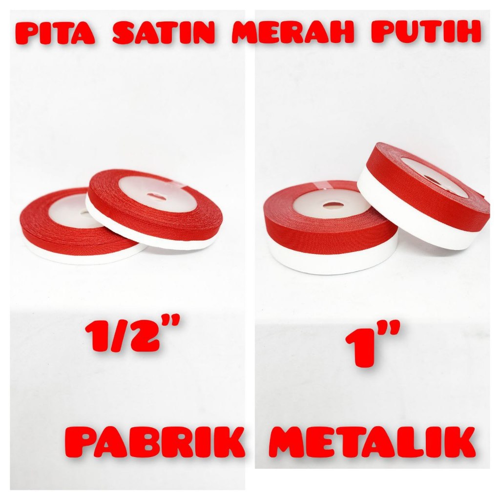 Jual Pita Satin Merah Putih 1/2 inch 1 inch /Pita Kemerdekaan ...