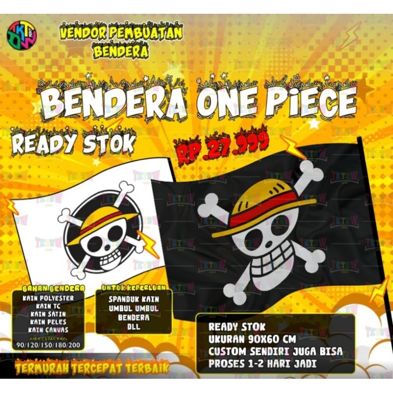 Jual BENDERA ONE PIECE READY STOK DAN CUSTOM DESAIN | Shopee Indonesia