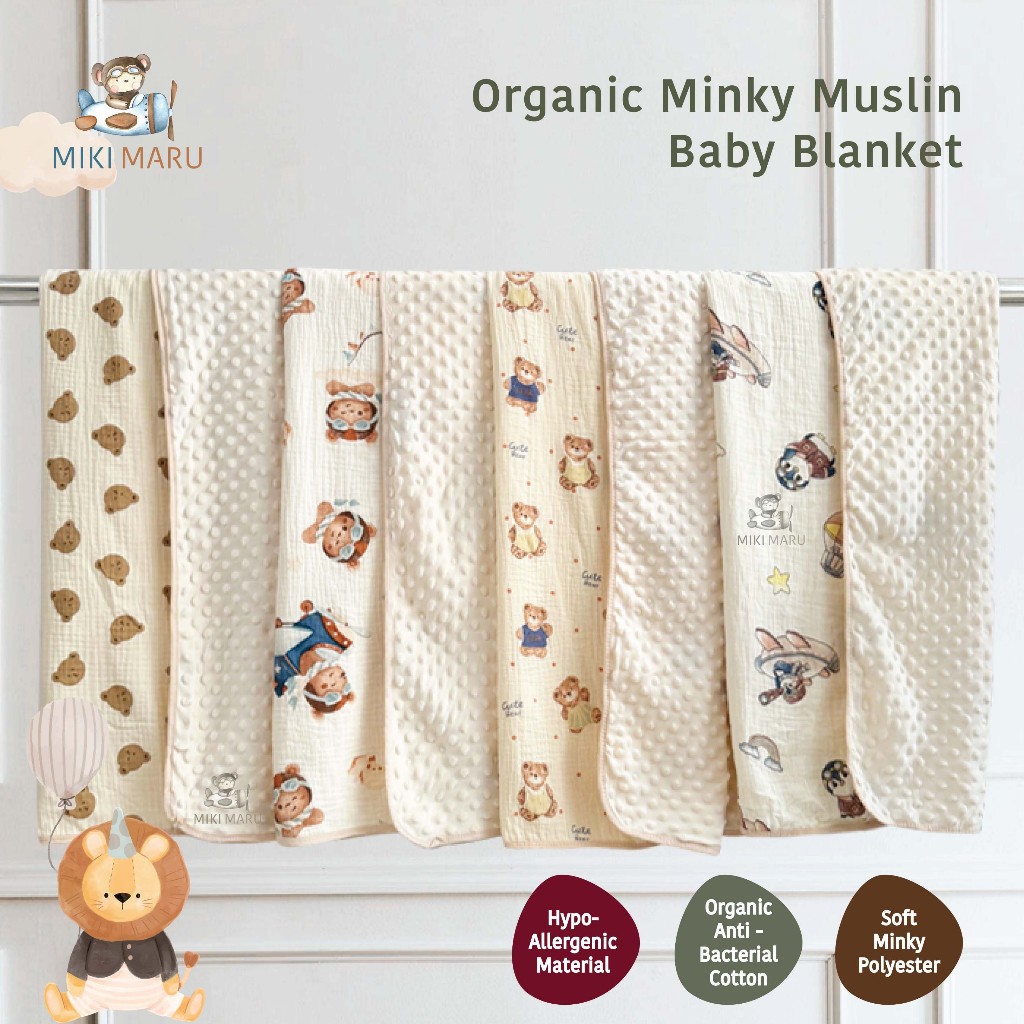 Jual Mikimaru Selimut Bayi Lembut Halus | Baby Blanket Minky Muslin ...