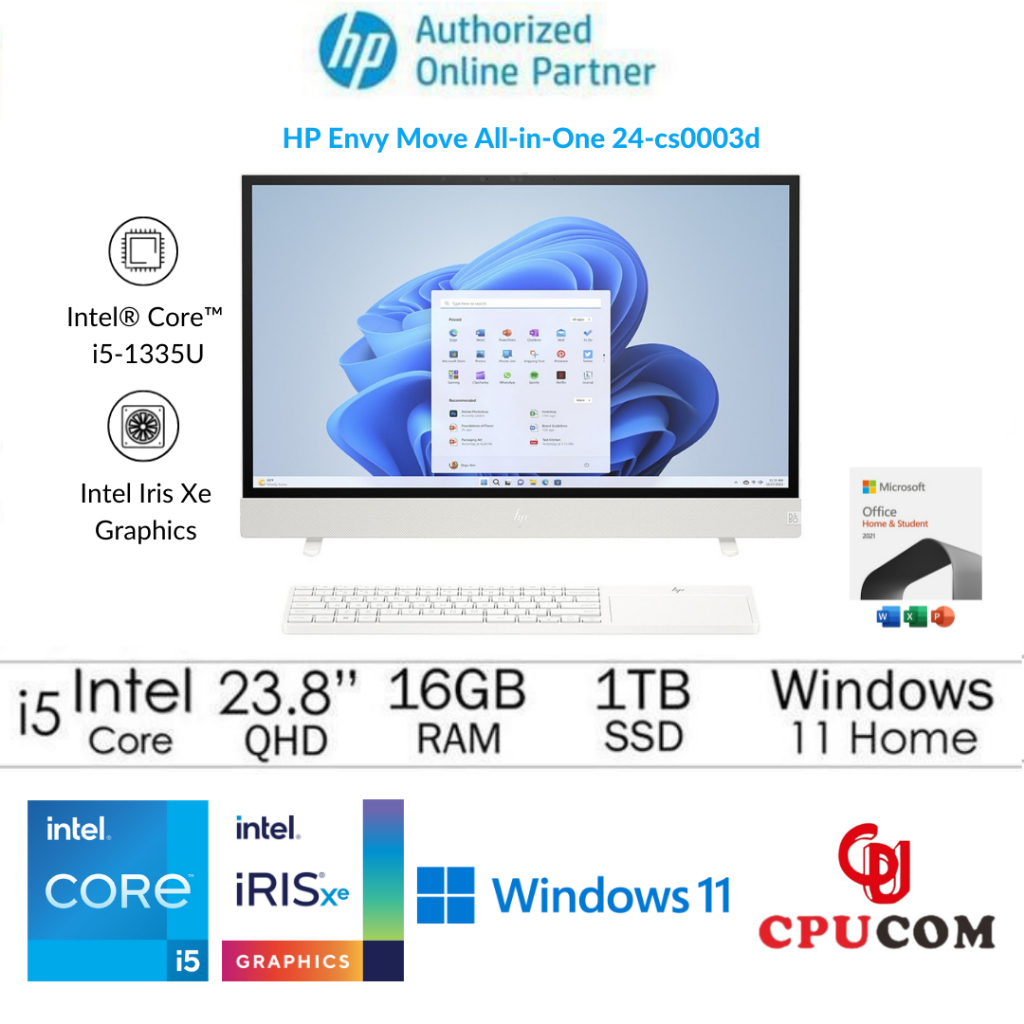Jual PC AIO HP Envy Move 24-cs0003d i5-1335U 16GB 1TB SSD 2K QHD Touch Win11+OHS | Shopee Indonesia