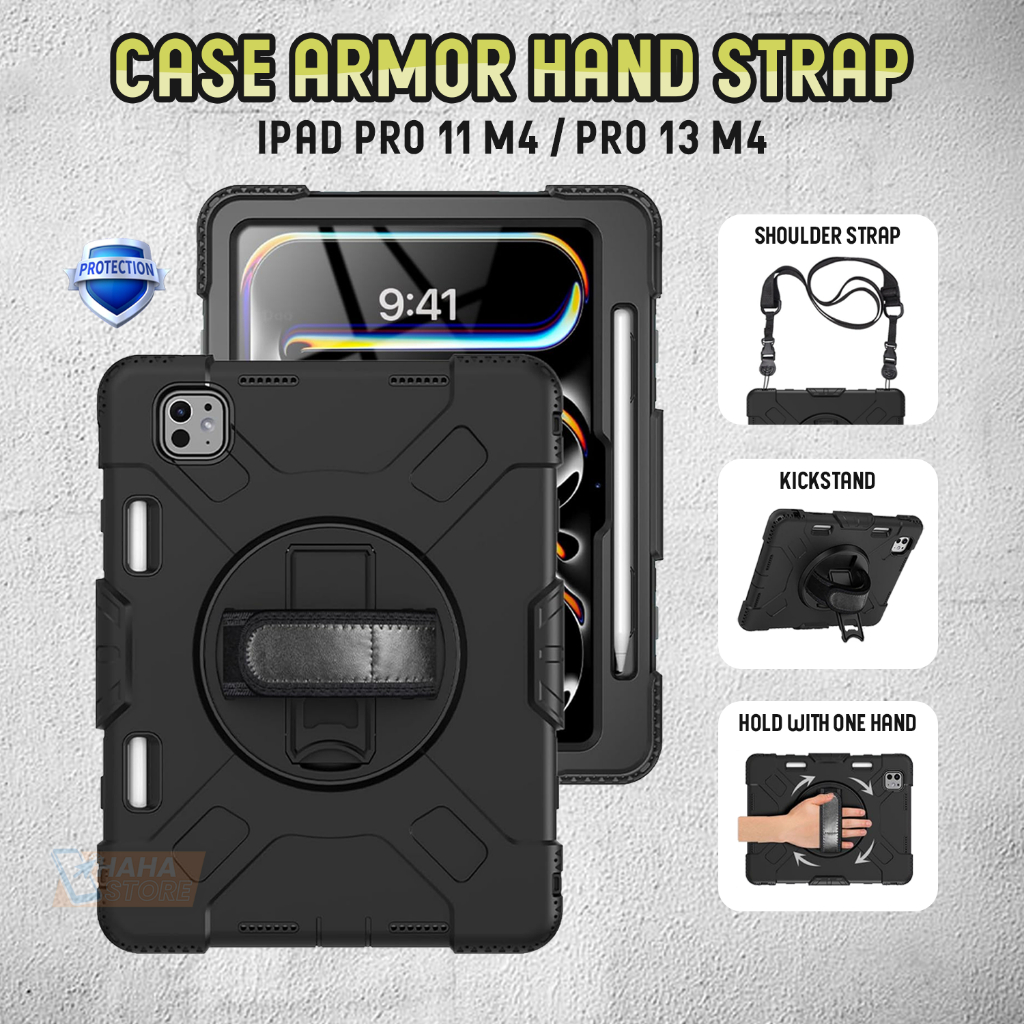 Jual iPad Pro M4 11 / 13 inch 2024 X-Shape Armor Case Hand Stap Casing ...