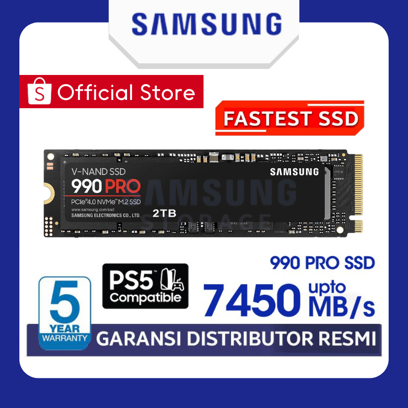 Jual Samsung SSD 990 PRO / 990 PRO HEATSINK 1TB / 2TB / 4TB M.2 PCIe Gen 4 NVMe 2.0 M2 internal ...
