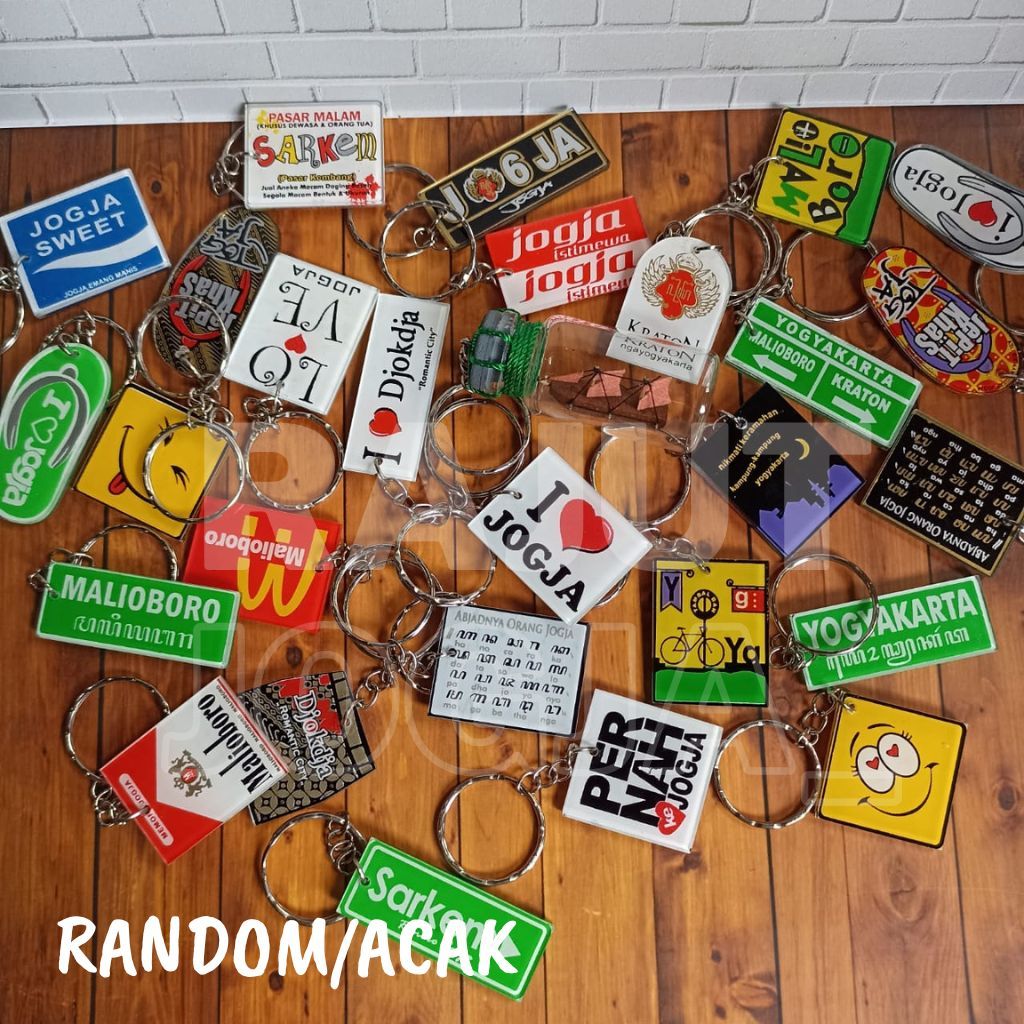 Jual Gantungan kunci akrilik khas Jogja / Souvenir oleh-oleh Yogyakarta Malioboro / Ganci ...
