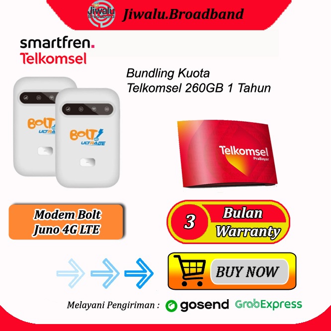 Jual Router Modem Bolt Juno 4G LTE Free Kartu Telkomsel 260GB 1 Tahun ...