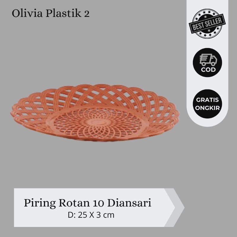 Jual (ISI 12PCS) Piring Rajut Bulat/Piring Rotan 10 Diansari/Piring ...