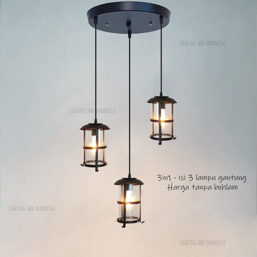 Jual Lampu gantung void 3in1 minimalis industrial kop bulat meja makan cafe | Shopee Indonesia