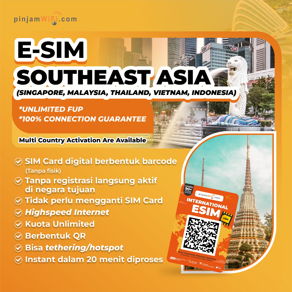 Jual PINJAM WIFI e-SIM Singapore Malaysia Thailand Indonesia Internet ...