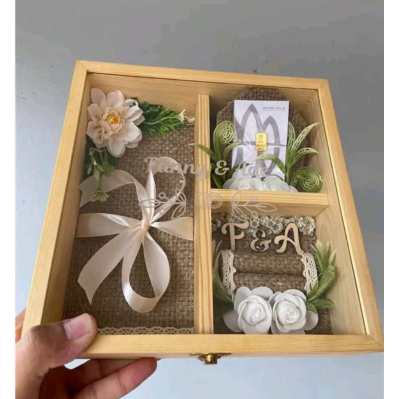 Jual box perhiasan 3in1 box cincin box antam kotak kayu uang box asok tukon | Shopee Indonesia