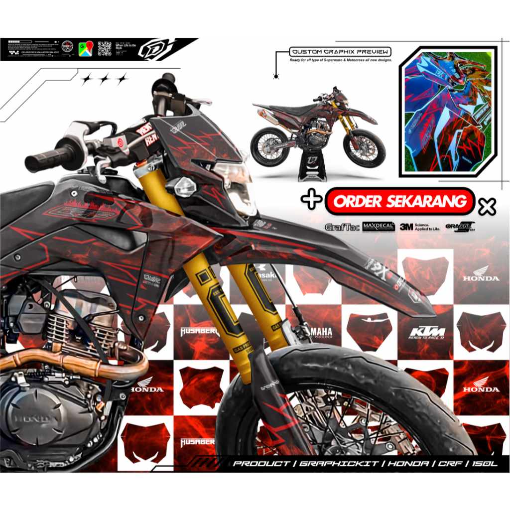 Jual FIRE STRIPE SERIES !!! Custom Decals KLX, DTX , WR, CRF Supermoto ...