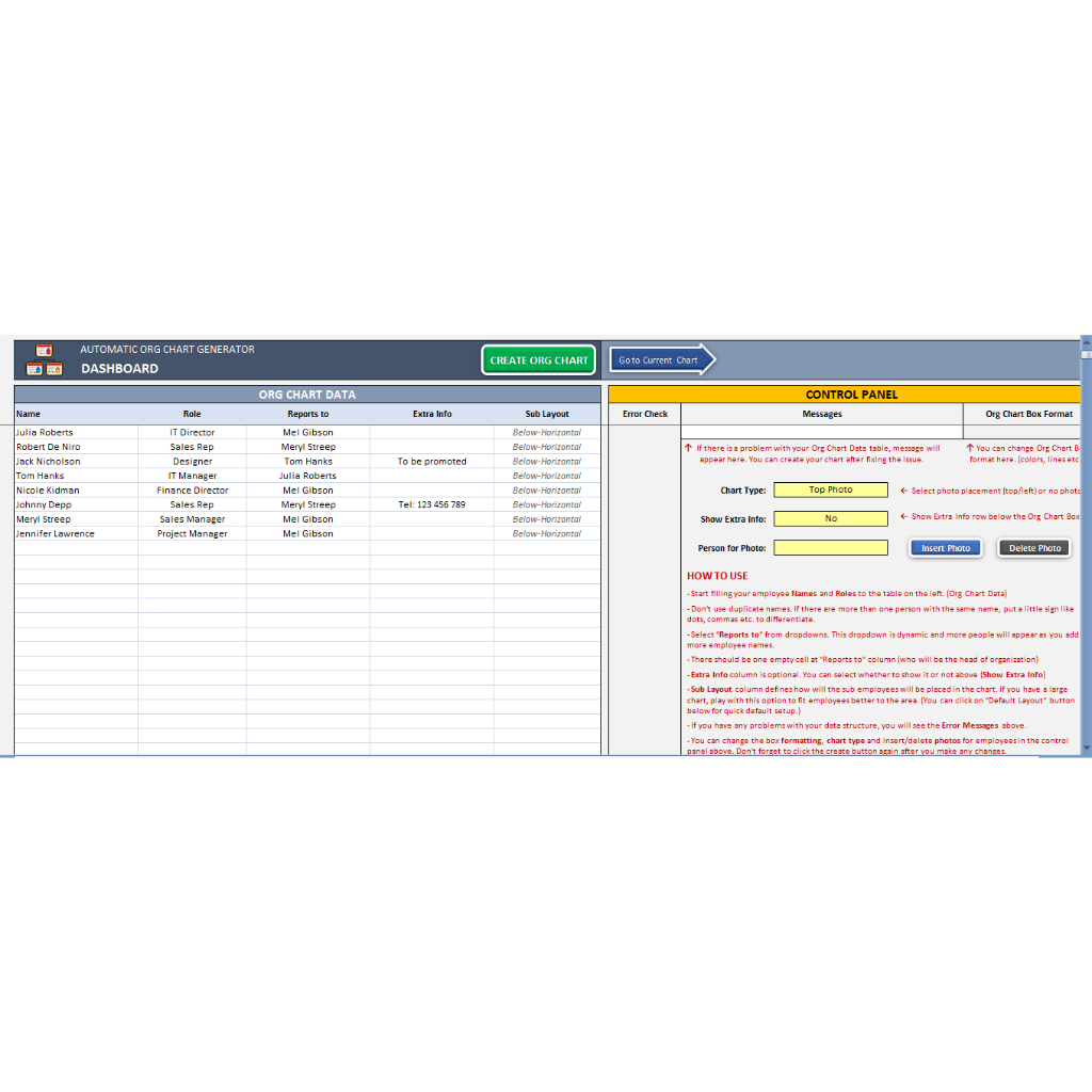 Jual Template Excel Automatic Org Chart Generator | Shopee Indonesia