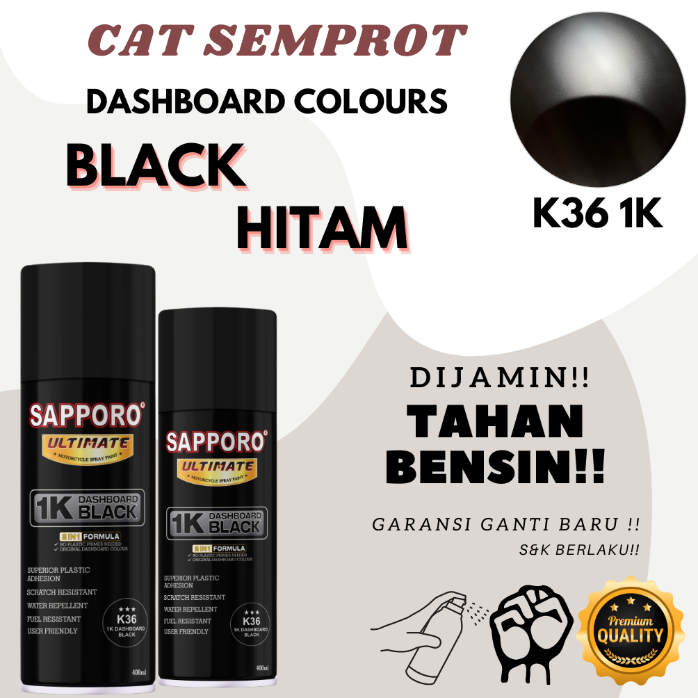 Jual CAt SAPPORO ULTIMATE K36 1K Dashboard Black bintang 2 (**)/ Cat Semprot Terbaik | Shopee ...