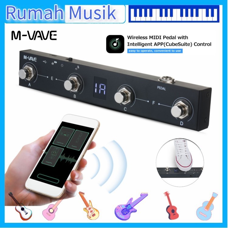 Jual M-VAVE Chocolate BT Wireless MIDI Controller 4 Tombol Pengontrol Kaki MIDI Pedal Kontrol ...
