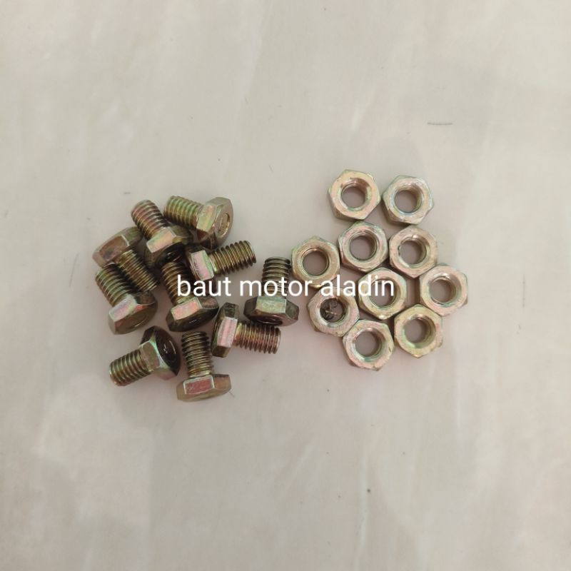 Jual Baut dan Mur 10/M6x10mm Kuning Kunci 10 (10 set) | Shopee Indonesia